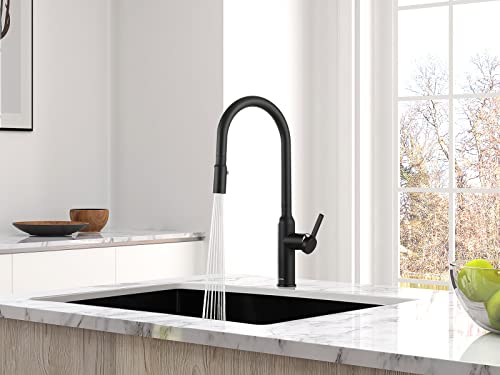 AguaStella AS81MB Matte Black Kitchen Sink Faucet with Pull Down Sprayer Single Handle High Arc