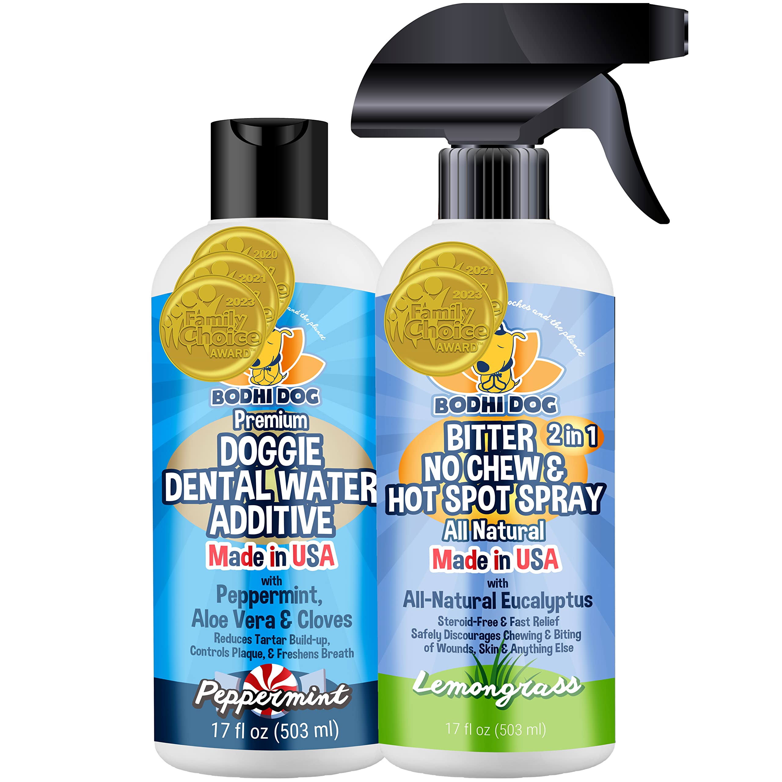 Bodhi Dog Bitter 2 in 1 No Chew 17oz + Peppermint Dental Water Addititve Bundle