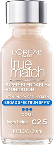L’Oréal Paris Makeup True Match Super-Blendable Liquid Foundation, Ivory Beige C2.5, 1 Fl Oz,1 Count