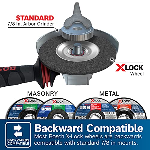 BOSCH GWX27M500 5 In. x 1/4 In. X-LOCK Masonry Grinding Abrasive Wheel 30 Grit Compatible with 7/8 In. Arbor Type 27 for Applications in Masonry Grinding