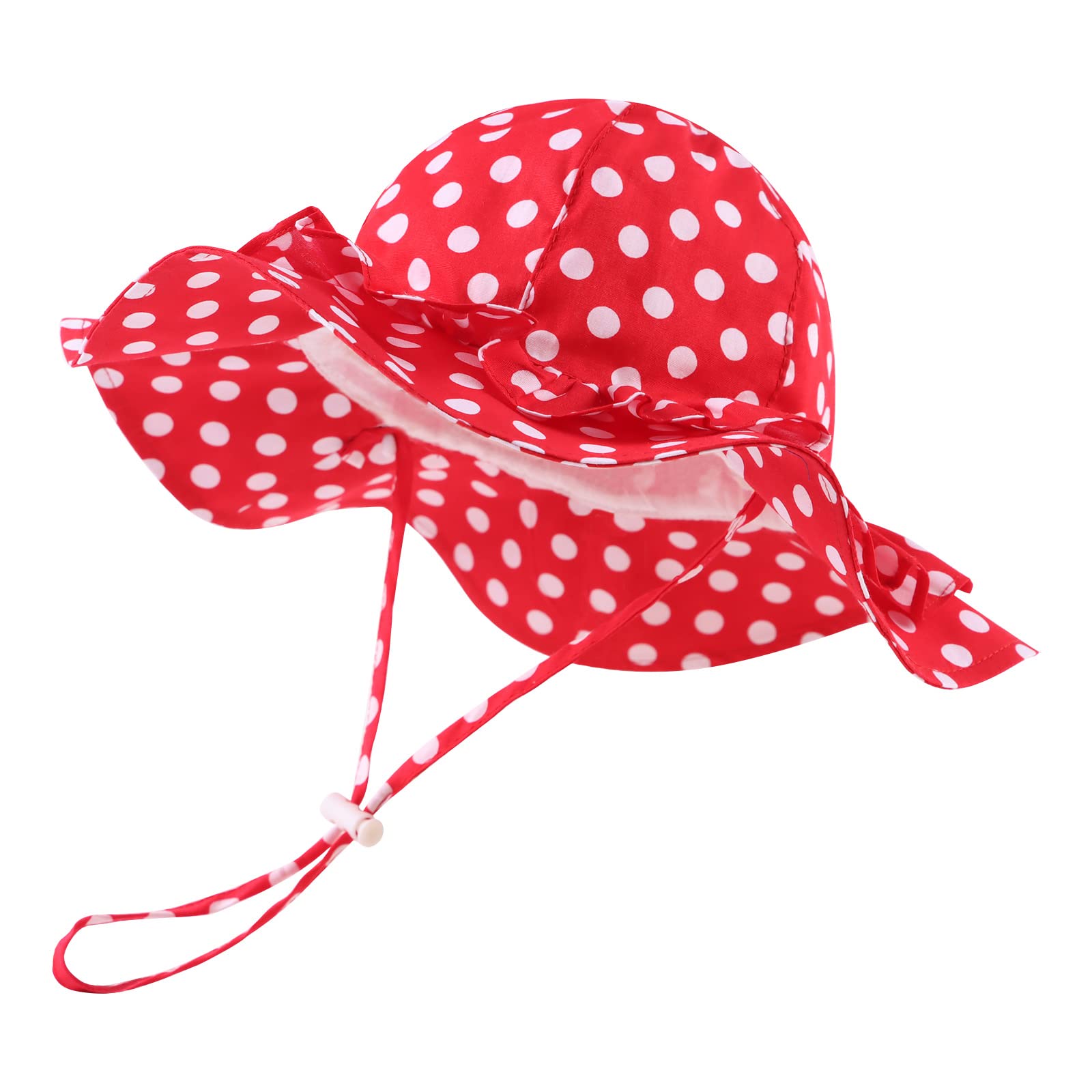 Zsedrut Baby Girls Sun Protective Hat Wide Brim Summer Bucket Cap Girls Sun Cap 1-4Years Old (1-2Years, Red)