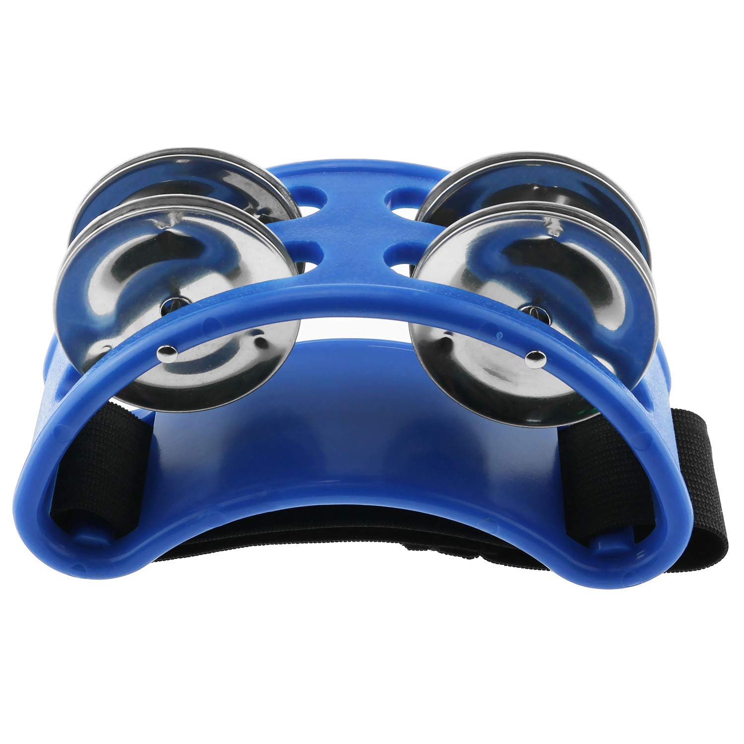 E-outstanding Foot Tambourine Guitar Drum Percussion Companion Metal Jingle Bell Musical Instrument, Blue
