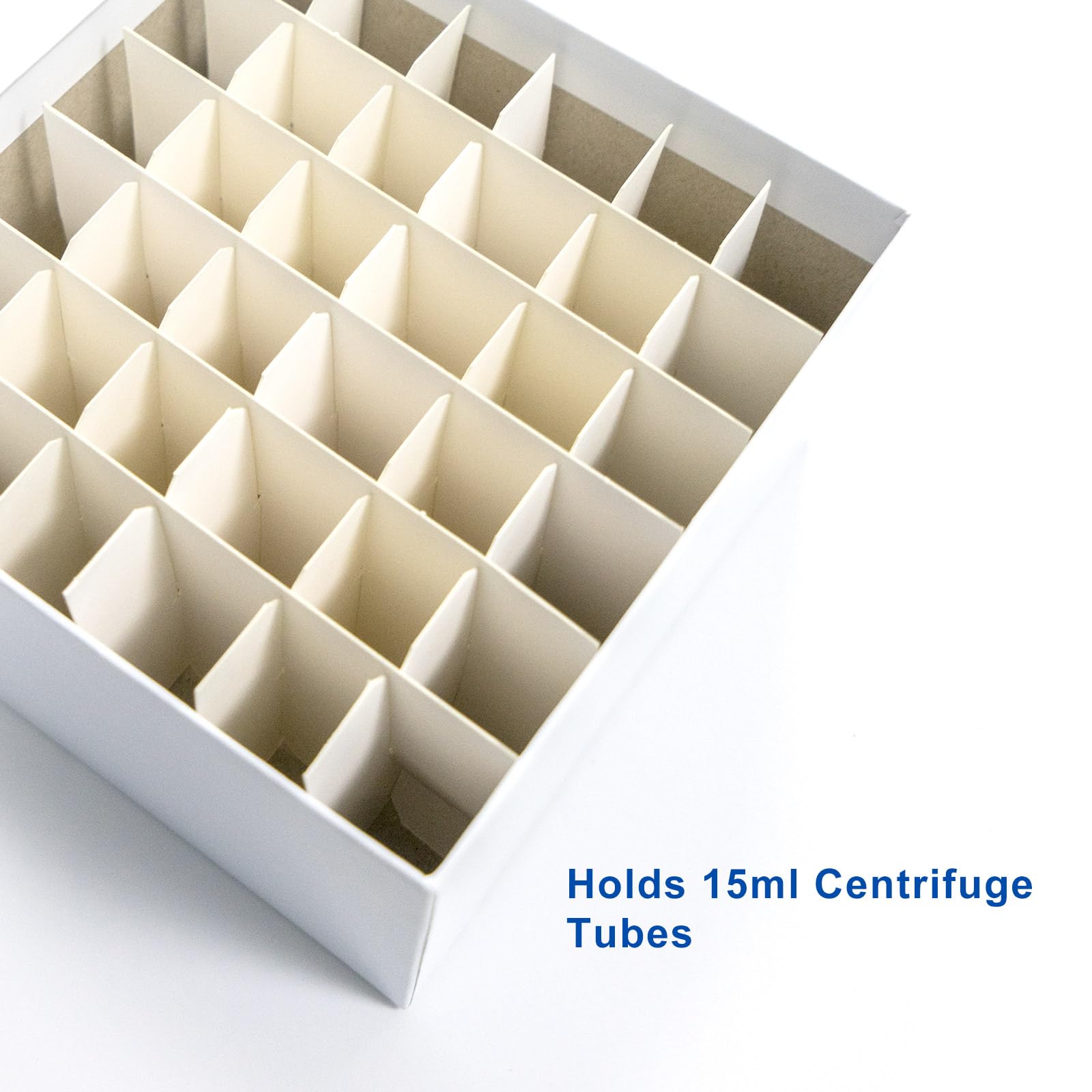 CryoKING 36-Well Lab Freezer Box with Lid, Cryo Storage Box for 15ml Centrifuge Tubes, Cardboard Freezer Lab Box, White, 5 Pcs/Pack