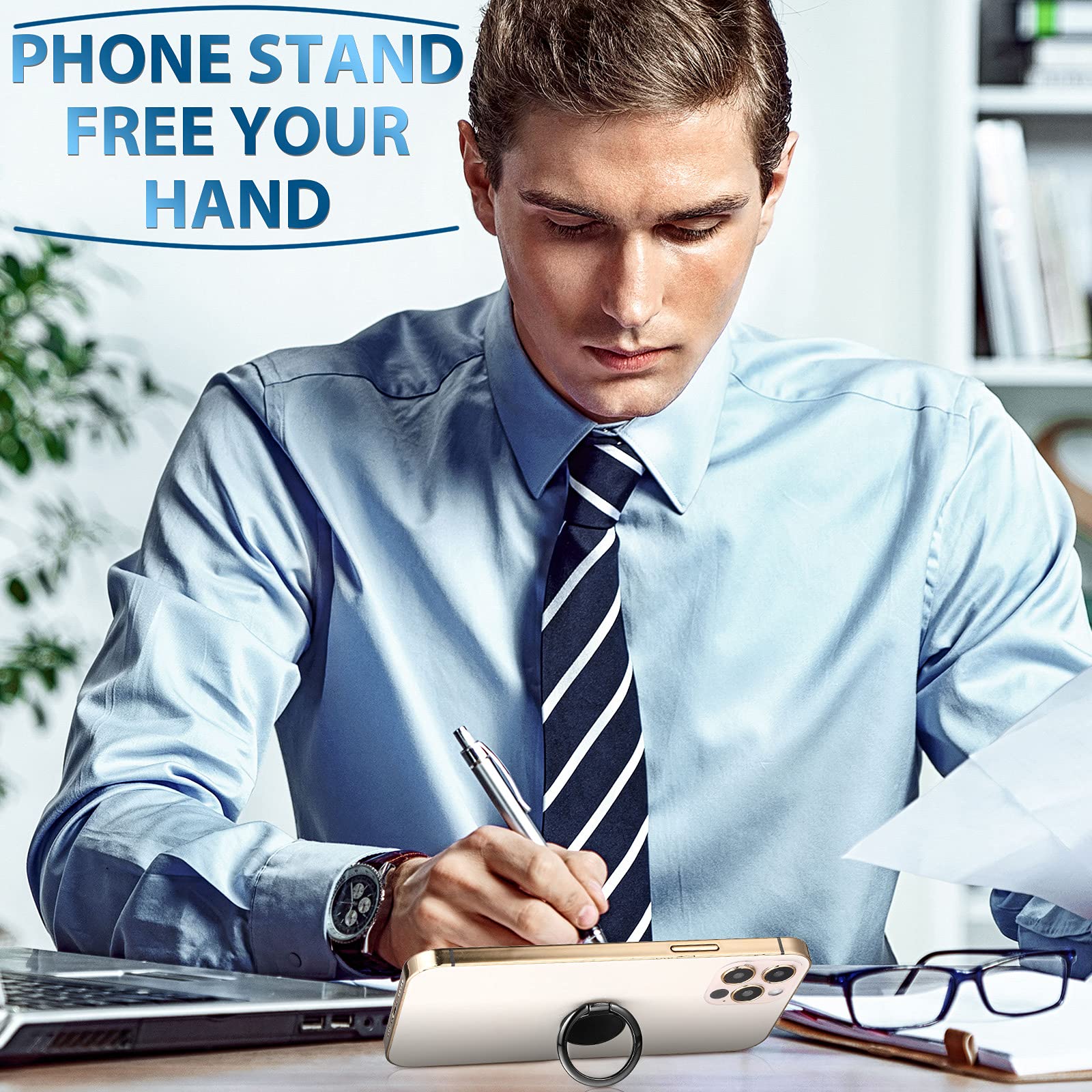 9 Pieces Cell Phone Ring Holder Finger Ring Kickstand Phone Ring Holder for Most Cell Phone Tablets and Phone Back Case, 3 Colors