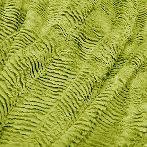 Home Soft Things Green Herringbone Brushed Throw Blanket, 50'' x 60'', Dark Citron, Lightweight Fluffy Plush Comfy Cozy Couch Bed Covers Suitable for Kids Adults Friends Home Décor