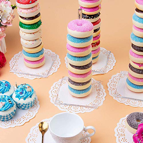 weddingwish Acrylic Donut Stands Clear Donut Bagels Display Stand Holder,Bagels Holder Doughnut Display Stand Tower for Wedding Birthday Treat Parties, Class Reunion, Children's Birthday Party,6 PCS