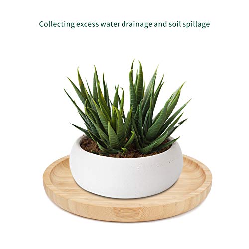 ANOTION Bamboo Plant Saucer, Suitable for 6-8 inch Plant Pots, 2 Packs Plant Pot Saucers Durable Bamboo Plant Tray for Indoors(20cm)