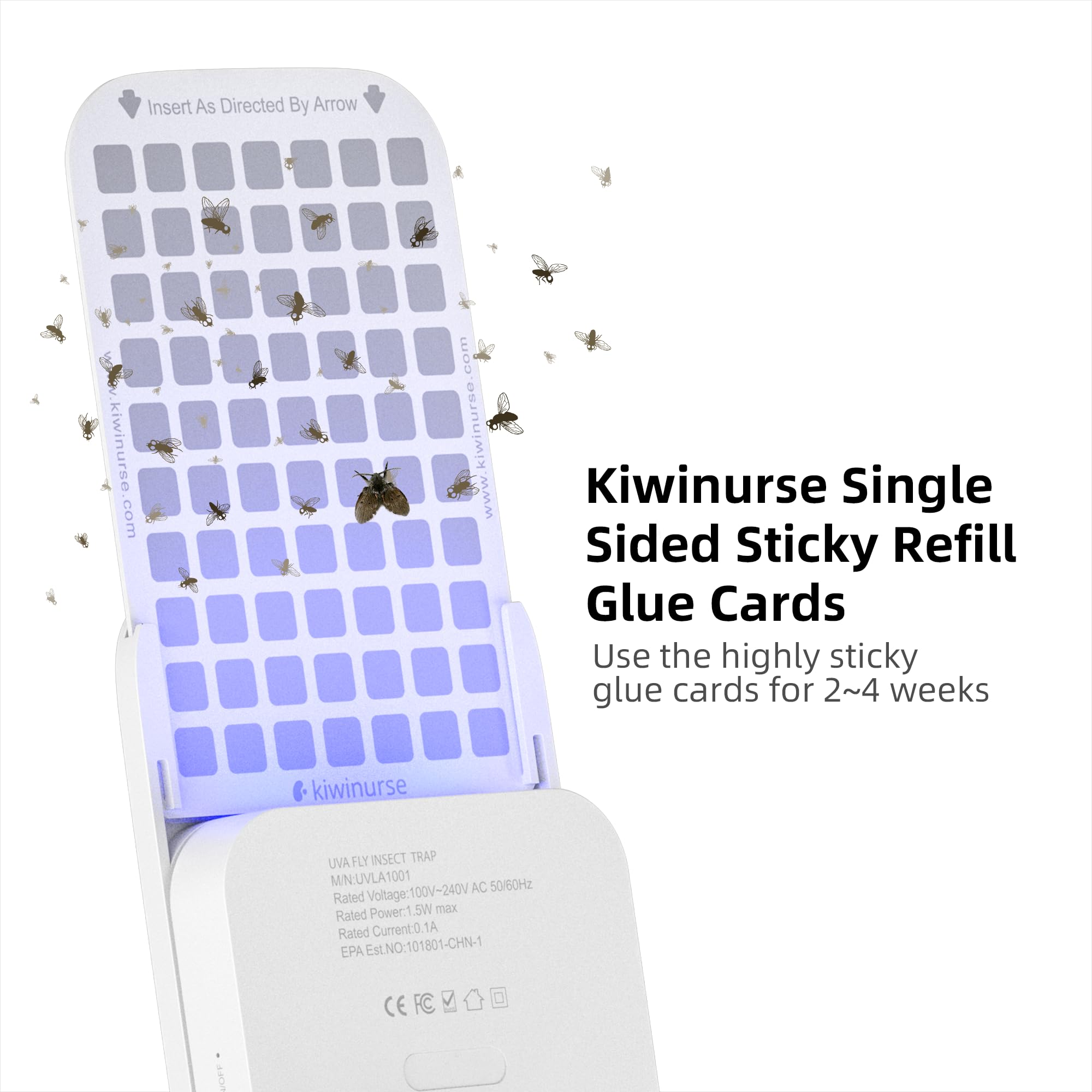Kiwinurse Indoor Fly Trap Refill Glue Cards for UVLA1001 Indoor Fly Insect Trap - 10Pack, Single Sided Sticky