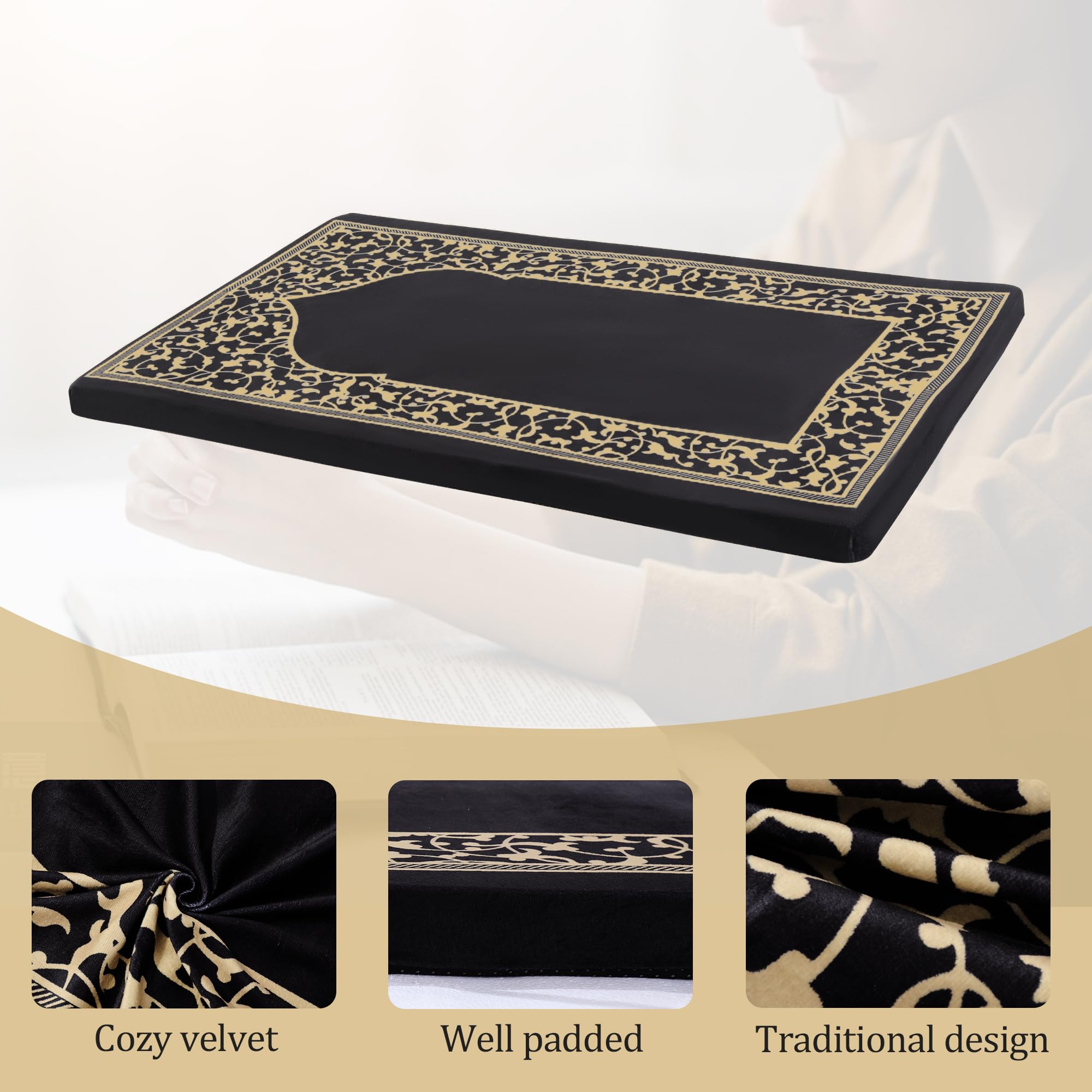 BALAPET Muslim Padded Prayer Mat,Islamic 2 Inch Thick Prayer Rug Ramadan Eid Gift for Men Women