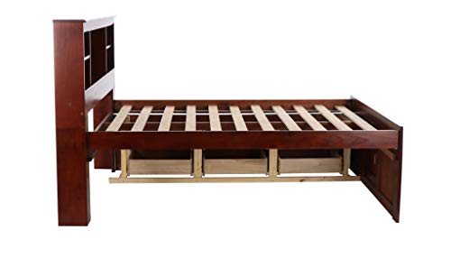 Discovery World Furniture Bookcase Captains Bed with 6 Drawers, Full, Merlot
