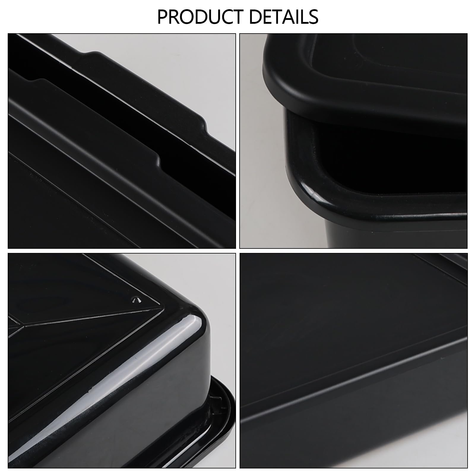 DynkoNA 3 Pack 13 L Plastic Commercial Bus Box, Restaurant Bus Tub with Lid, Black