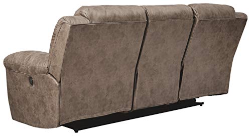 Signature Design by Ashley Stoneland Faux Leather Manual Pull Tab Reclining Sofa, Light Brown