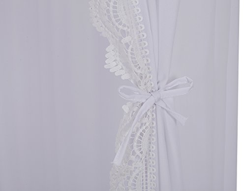 Kids Bed Canopy with Pom Pom Hanging Net for Baby Crib Nook Castle Game Tent Nursery Play Room Decor,White