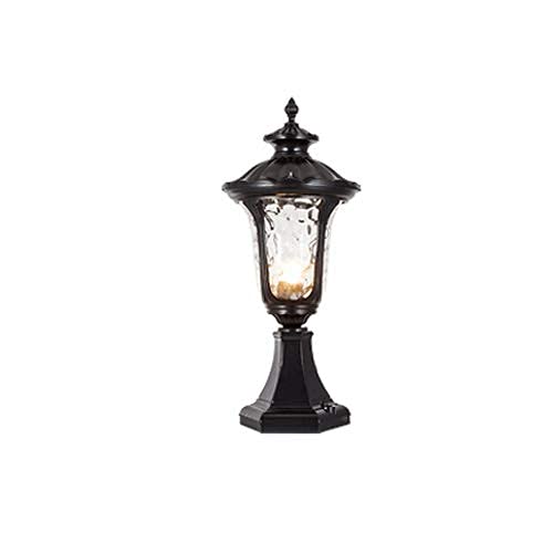 E27 Outdoor Glass Pillar Lights Industrial Metal Aluminum Post Lamps Fence Door Street Garden Home Pillar Lamps(Color:Black,Size:L)