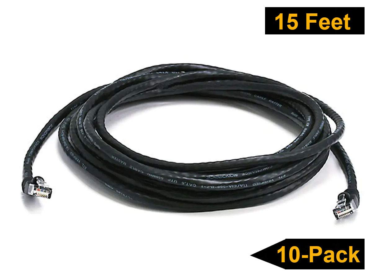 iMBAPrice 15' Cat5e Network Ethernet Patch Cable, 10 Pack, Black (IMBA-CAT5-15BK-10PK)