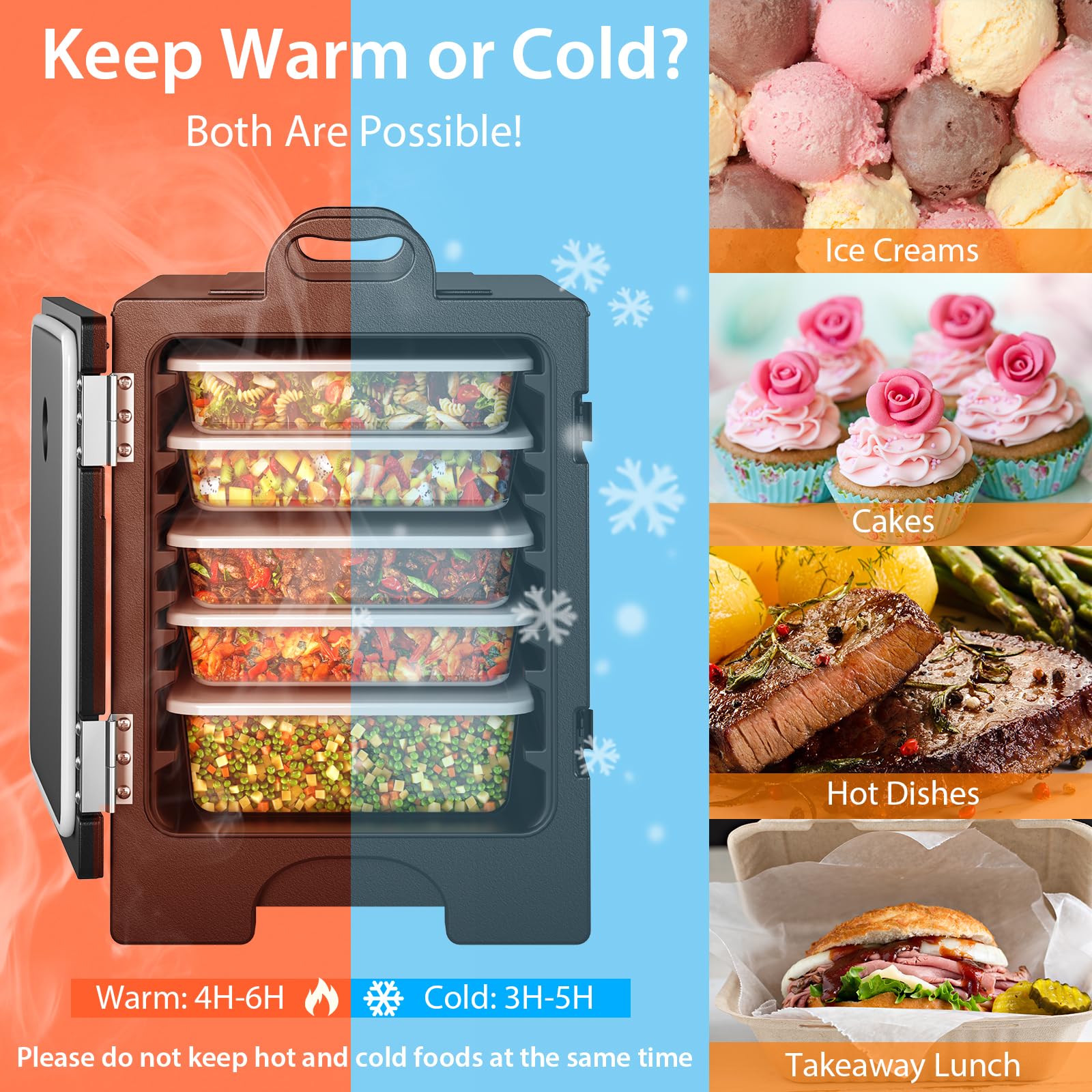 GOFLAME Catering Food Warmers, Hot Boxes Catering for 5 Full-Size Pan, 81 Quart Capacity, Stackable, Handles, Portable Insulated Food Carrier for Family Gathering, Canteen, Restaurant