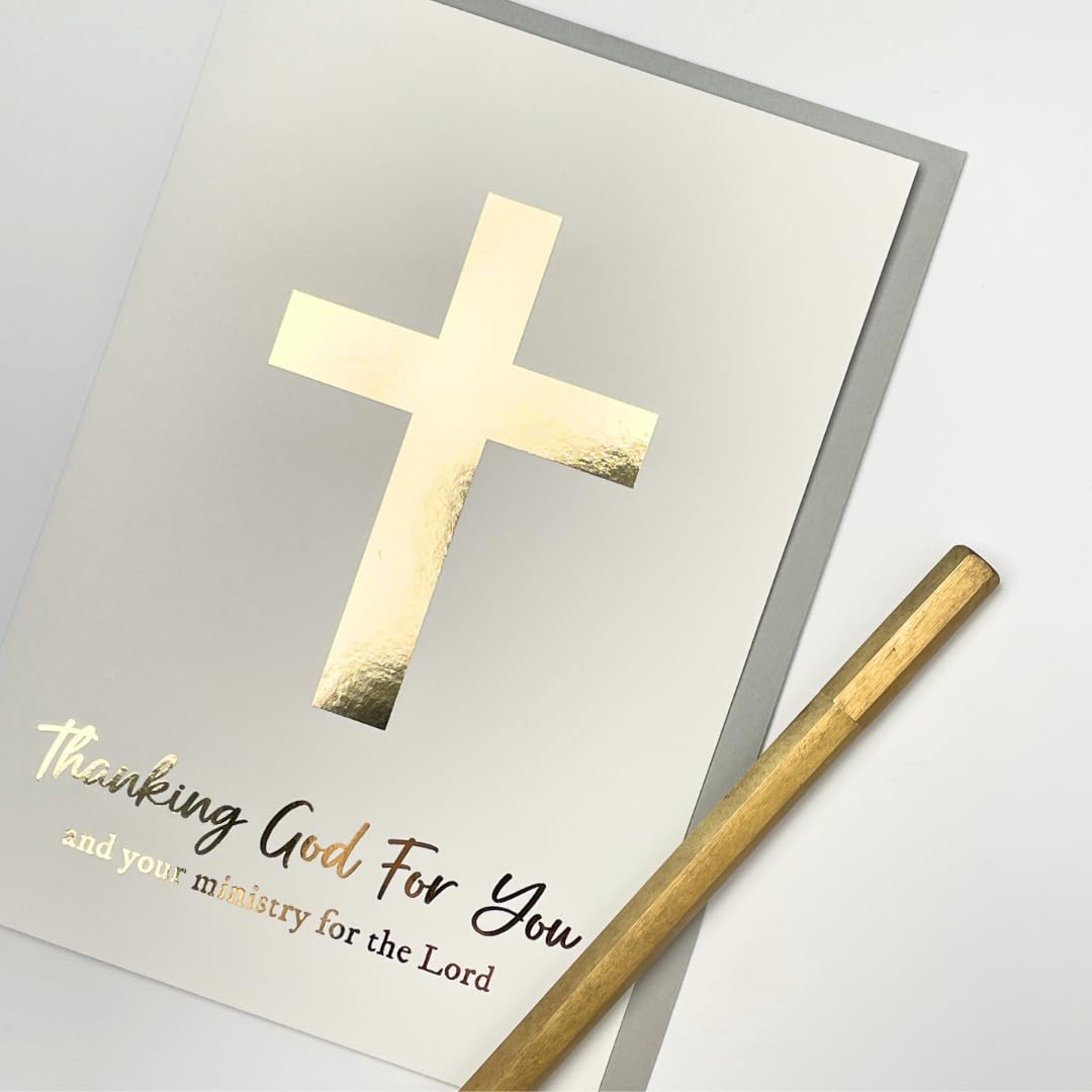 Stylish Pastor Appreciation Card - Gold Foil Christmas Card for Pastor and Wife - Gift for Pastor - Preiest Retirement Card - Deacon Ordination Card | Blank Inside