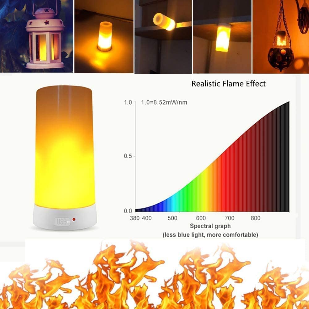 Bolanwich Led Flame Light,USB Rechargeable LED Fire Candles Outdoor Hanging Lamps with Remote for Home Party Halloween Christmas Decoration (Blue)