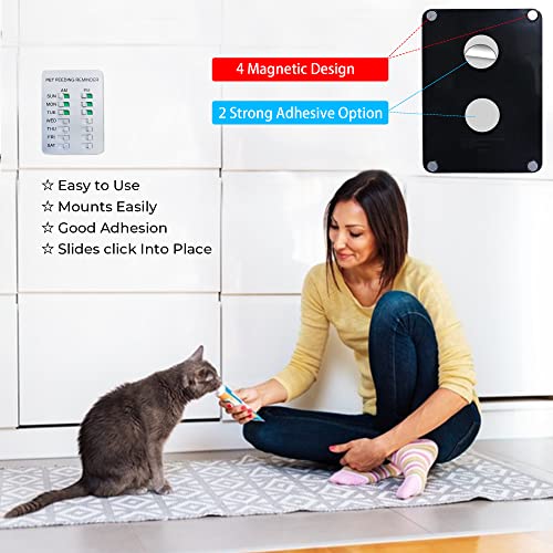 YARKOR Dog Feeding Reminder Magnetic Reminder Sticker,AM/PM Daily Indication Chart Feed Your Pets,Fridge Magnets and Double Sided Tape - Prevent Overfeeding or Obesity (Sliver)