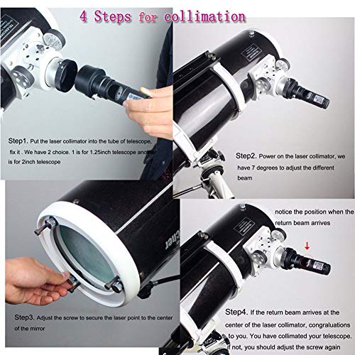 Telescope Laser Collimator 1.25inch, Bysameyee Calibrator with 2ββ Adapter for Newtonian Reflector Telescope Collimation