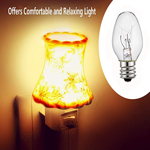 9-Pack,7 Watt Salt Lamps and Night Light Replacement Bulbs, Crystal Clear Glass,C7/7 Watt/120 V/45 Lumen,E12 Candelabra Base Long Life Incandescent Bulbs