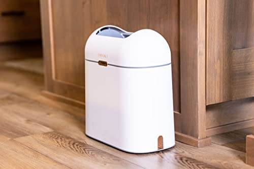 EMANE Motion Sensor Butterfly Lid Trash bin White Water Proof Golden Button for Office use, Kitchen, Bathroom Touchless Trash can