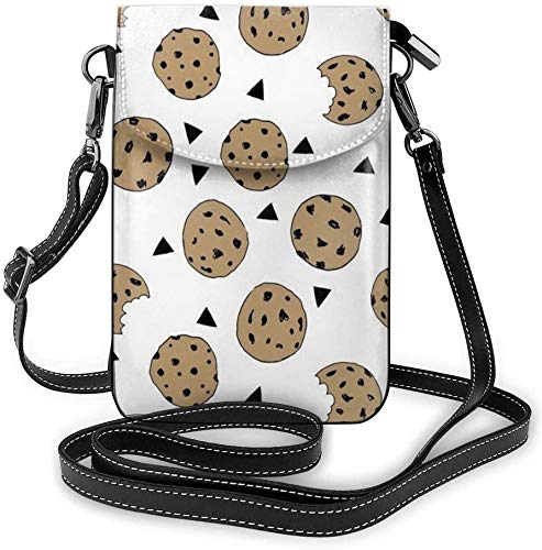 Cookies Food Chocolate Chip Biscuits Women Soft PU Leather Cellphone Purse Wallet Handbag Small Crossbody Shoulder Bag