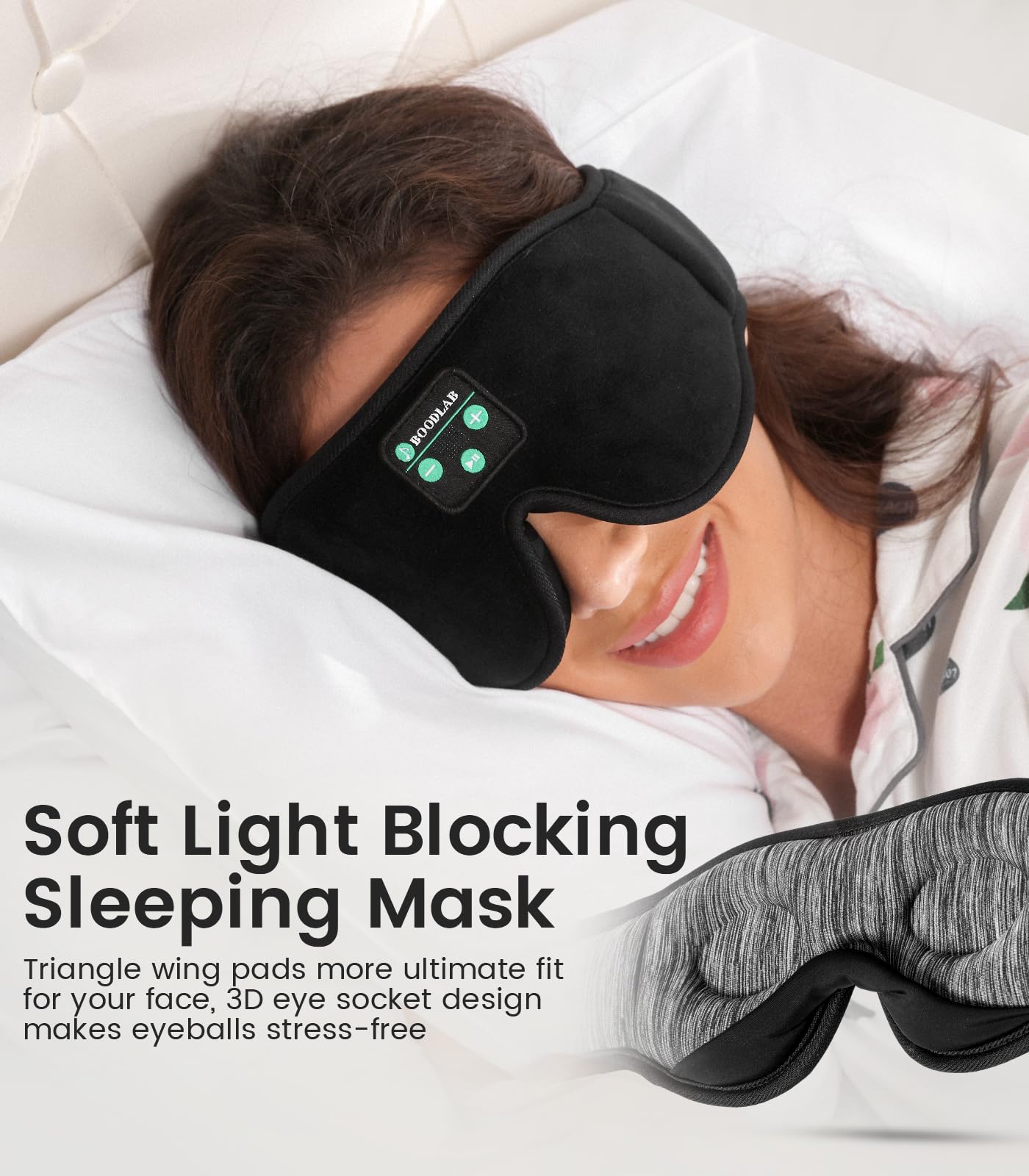 Boodlab Sleep Headphones Bluetooth Sleep Mask, 3D Sleep Eye Mask with Ultra-Thin HD Stereo Speakers Washable Adjustable for Sleeping Side Sleepers, Air Travel,Yoga,Meditation,Holiday Purple
