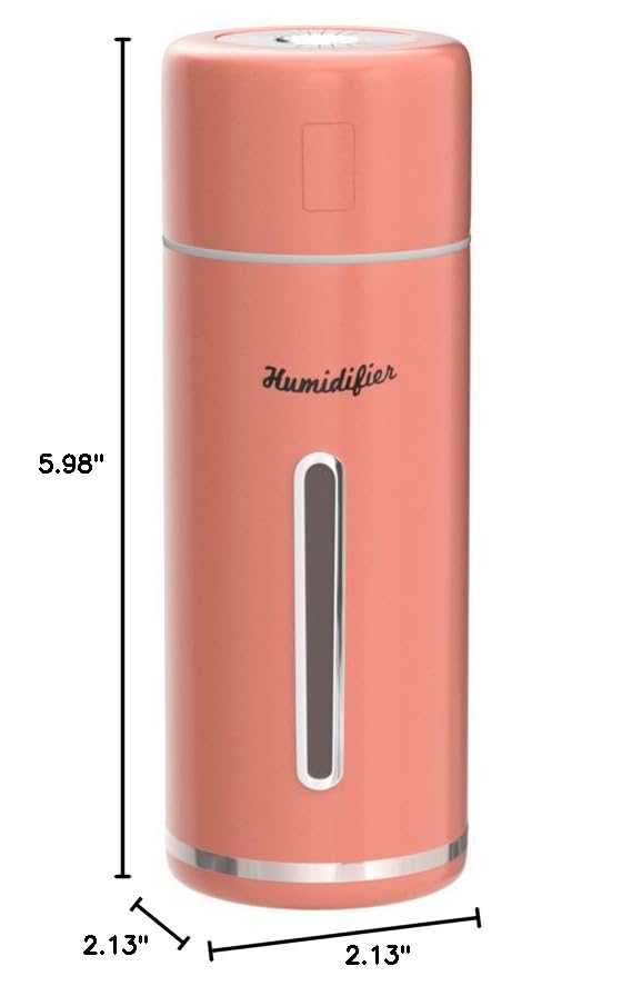 Cool Mini Humidifier Diffuser, Essential Oil Diffuser,USB Portable Desk Humidifier with 2 Mist Modes and 7-Color Lights,Waterless Auto Shut-off,for Car,Bedroom,Home,Office(Pink)