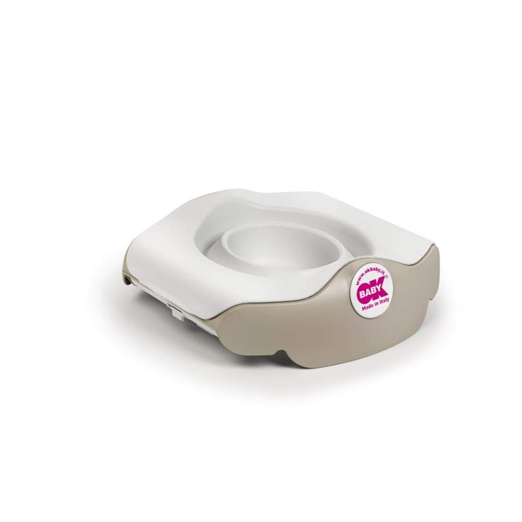 Ok Baby On The Spot 3 in 1 Travel Potty Seat - Compact & Lightweight Design - Features Non-Slip Rubber Base - Removable Inner Bowl - Toilet Training Seat for Toddlers & Children, Grey