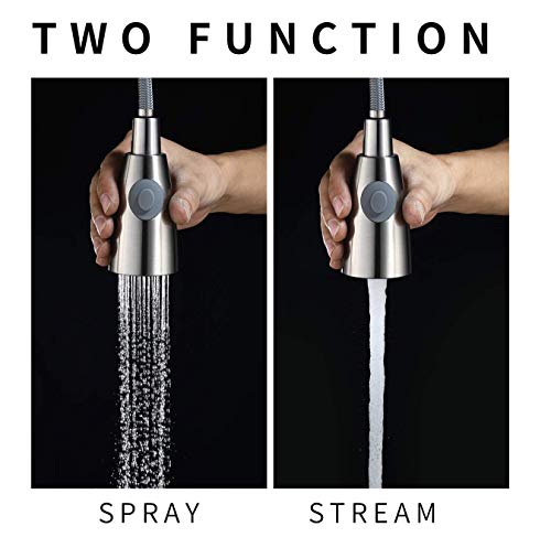 Kitchen Faucet Sprayer Head 2-Function Nozzle Spout G1/2 Connector Pull Down Pull Out Kitchen Tap Hose Sprayer Filter Sink Spray Head Replacement Part Brushed Nickel