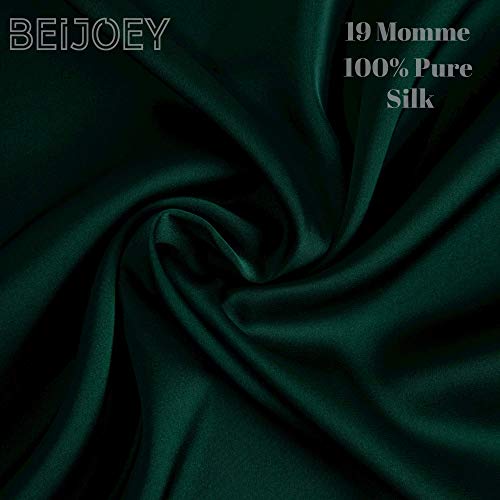 BEIJOEY 100% Mulberry Silk Pillowcase 2 Pack for Hair and Skin,with Hidden Zipper,Both Sides 19 Momme 600 Thread Count Natural Silk Pillow Cover,Soft Breathable Smooth (Dark Green, Standard 20''x26'')