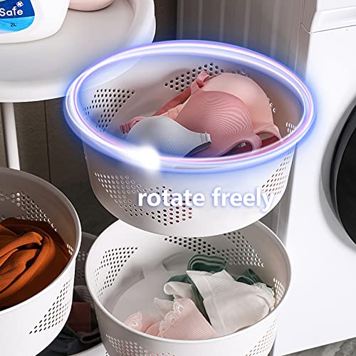 Kitchen Rotating Storage Rack 4 Tier Kitchen Fruit Vegetable Storage Basket Floor-Standing, Carbon Steel Multi-Layer Organizer, Movable Household Storage Shelf for Living Room and Toilet