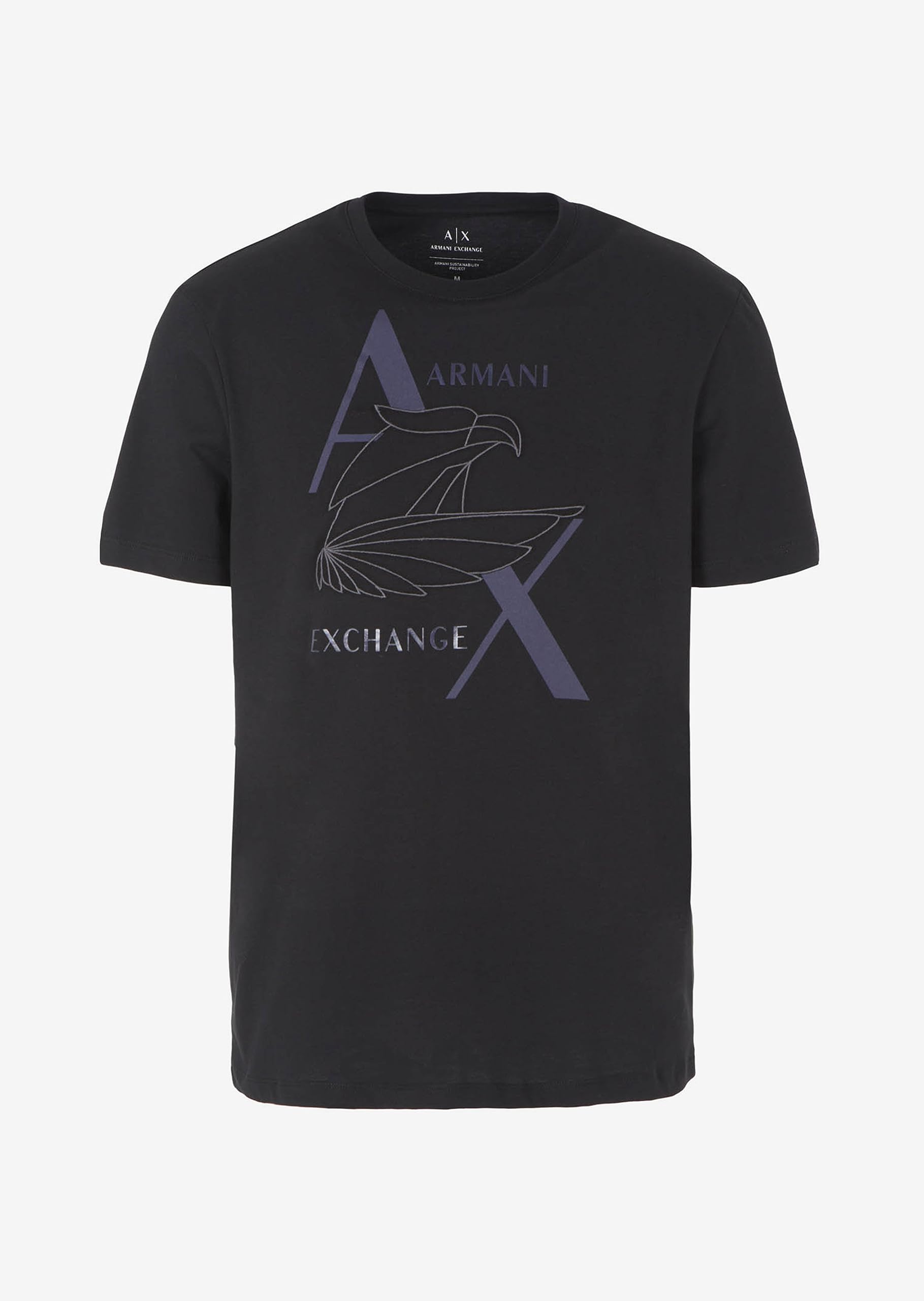 A | X ARMANI EXCHANGE Men's Regular Fit AX Eagle Tee, Black, XXL