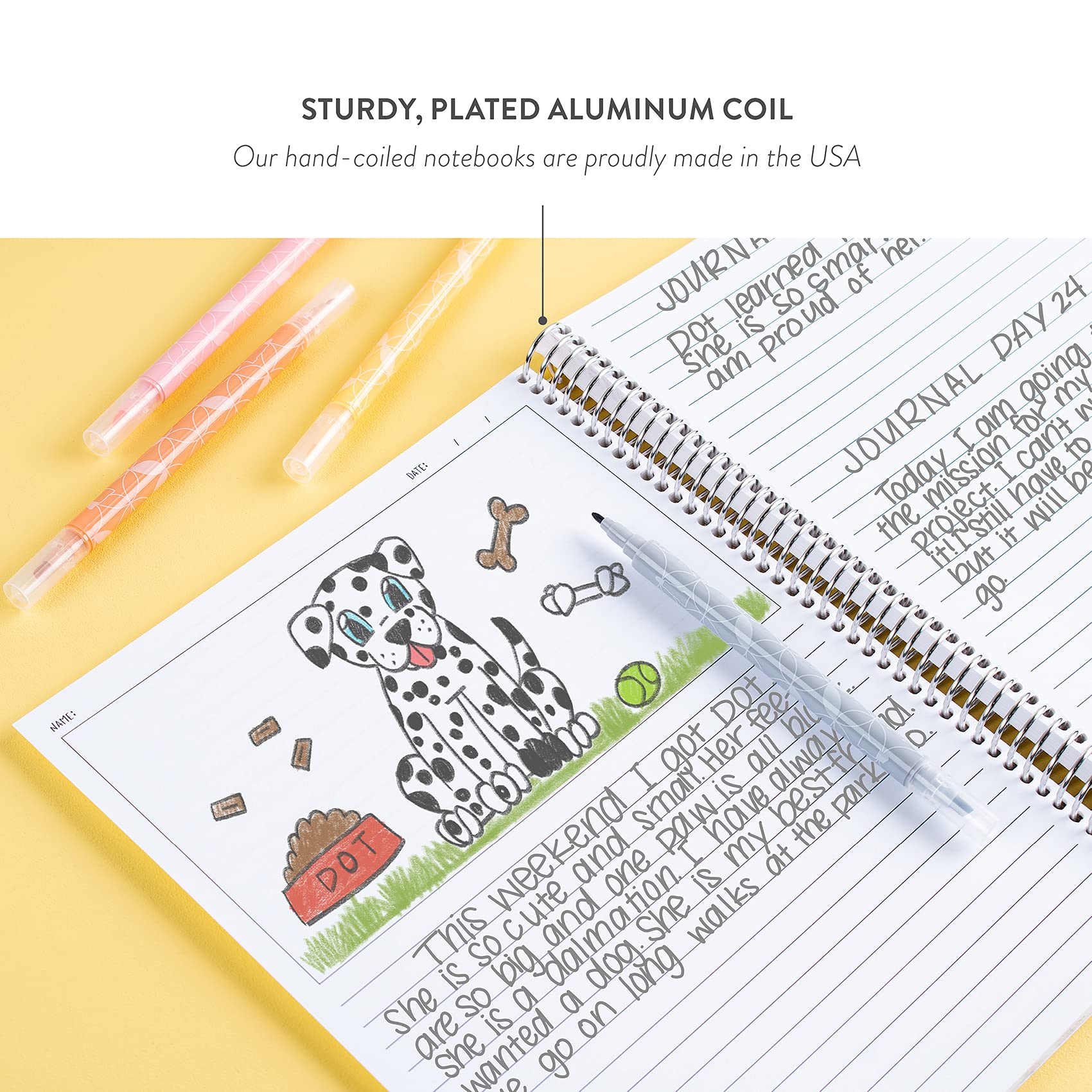 8.5" x 11" Hello Kitty x Erin Condren Power in Kindness Kids Story Notebook . Spiral Coiled Notebook with Wide Ruled Lines and Blank Sections for Drawing. Hello Kitty Sticker Sheet Included.