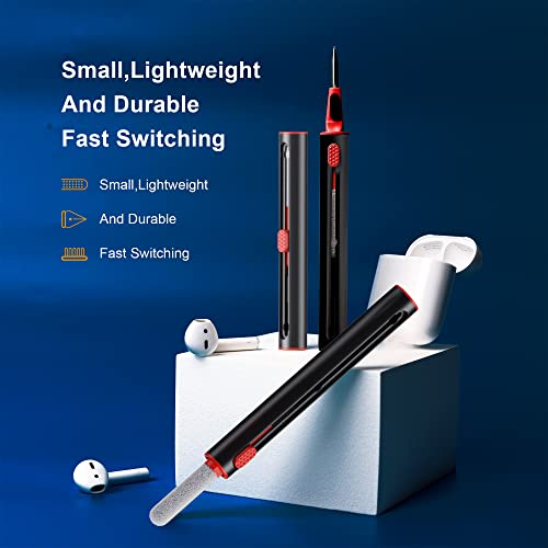 Bluetooth Earbuds Cleaning Pen 3 in 1 Cleaner Kit Earphone Brush, Multi-Function Portable Soft Cleaning Brush Pen Tools for Airpods Pro 1 2 3 Camera Lens Phone in-Ear Headphones Case(Black)