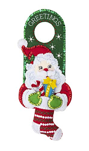 Bucilla Greetings, Felt Applique Christmas Door Hangers, Set of 2 (89286E)