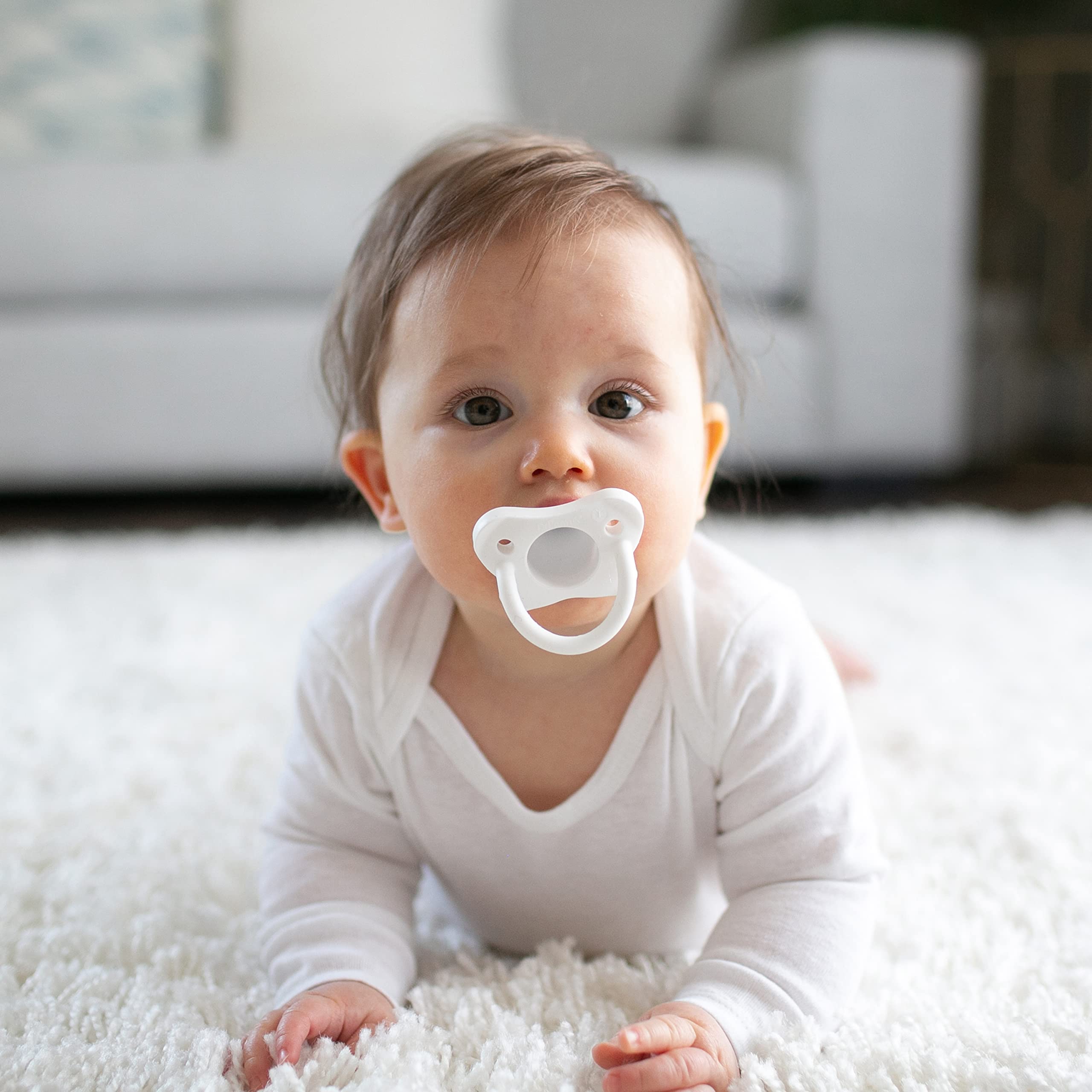 Dr. Brown's HappyPaci 100% Silicone Pacifier 0-6m, BPA Free, White, Blue, Light Blue, 3 Pack