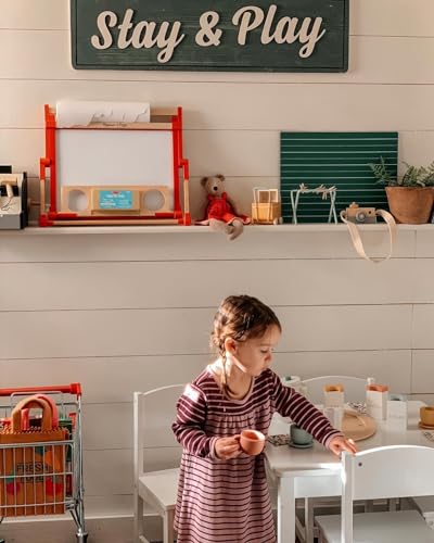 KidKraft Wooden Farmhouse Table & 4 Chairs Set, Children's Furniture for Arts & Activity - White