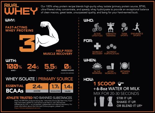 Rivalus Rivalwhey β Fruity Cereal 2lb - 100% Whey Protein, Whey Protein Isolate Primary Source, Clean Nutritional Profile, BCAAs, No Banned Substances, Made in USA