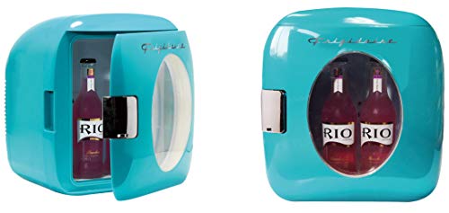 Frigidaire Retro Mini Fridge, 12/ 9 liters Cans Beverage Cooler, 100% Freon-Free & Eco Friendly Perfect for Home, Office, or Cars. Includes Plugs for Outlet & 12V Car Charger - Blue