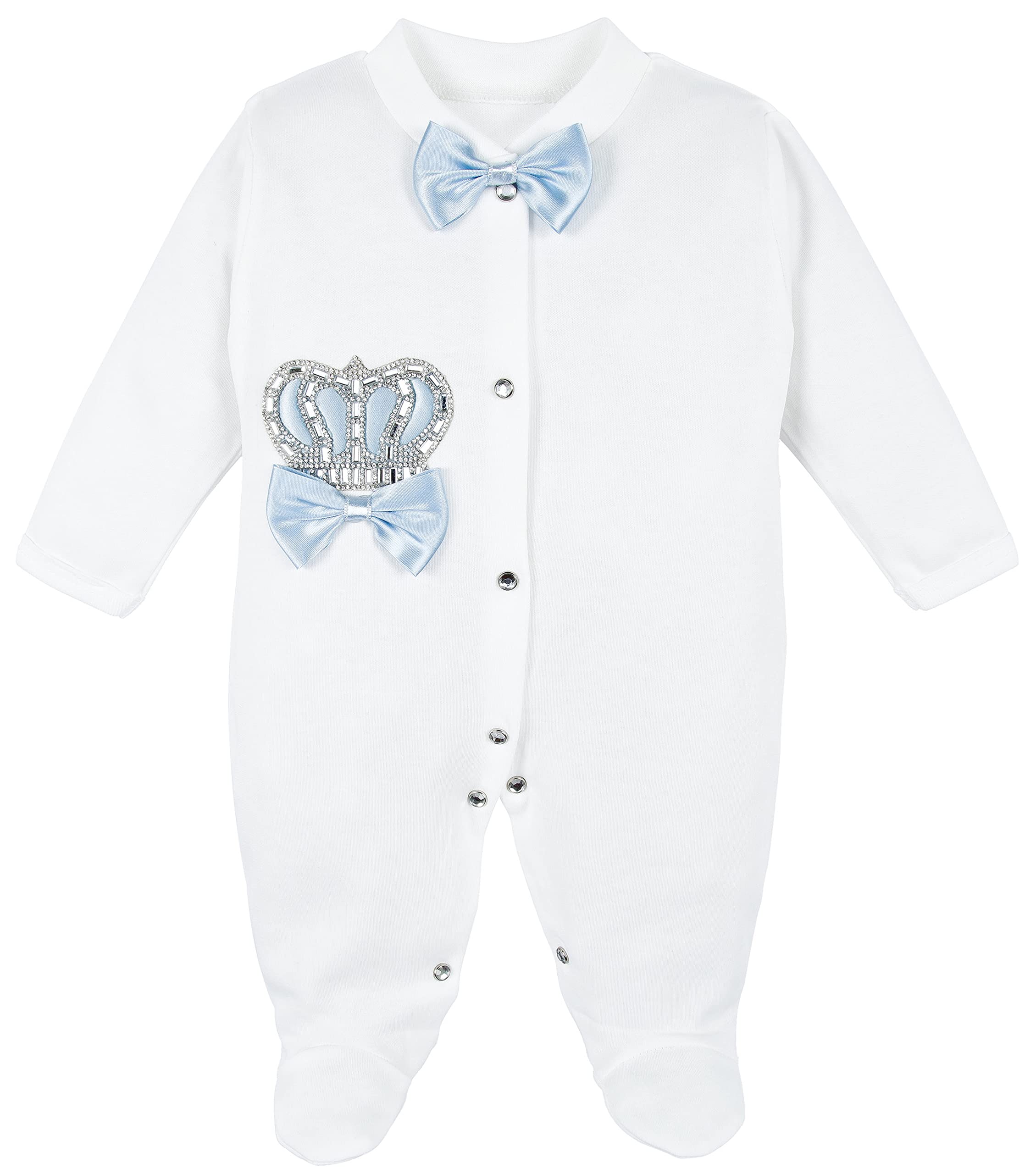 Lilax Baby Boy Jewels Crown Tuxedo Outfit Layette 5 Piece Gift Set 0-3 Months Blue