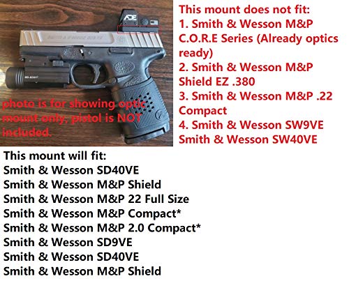 Ade Advanced Optics SW MP Tactical Mini Dotx Sight Pistol Mount Base for Smith & Wesson M&P