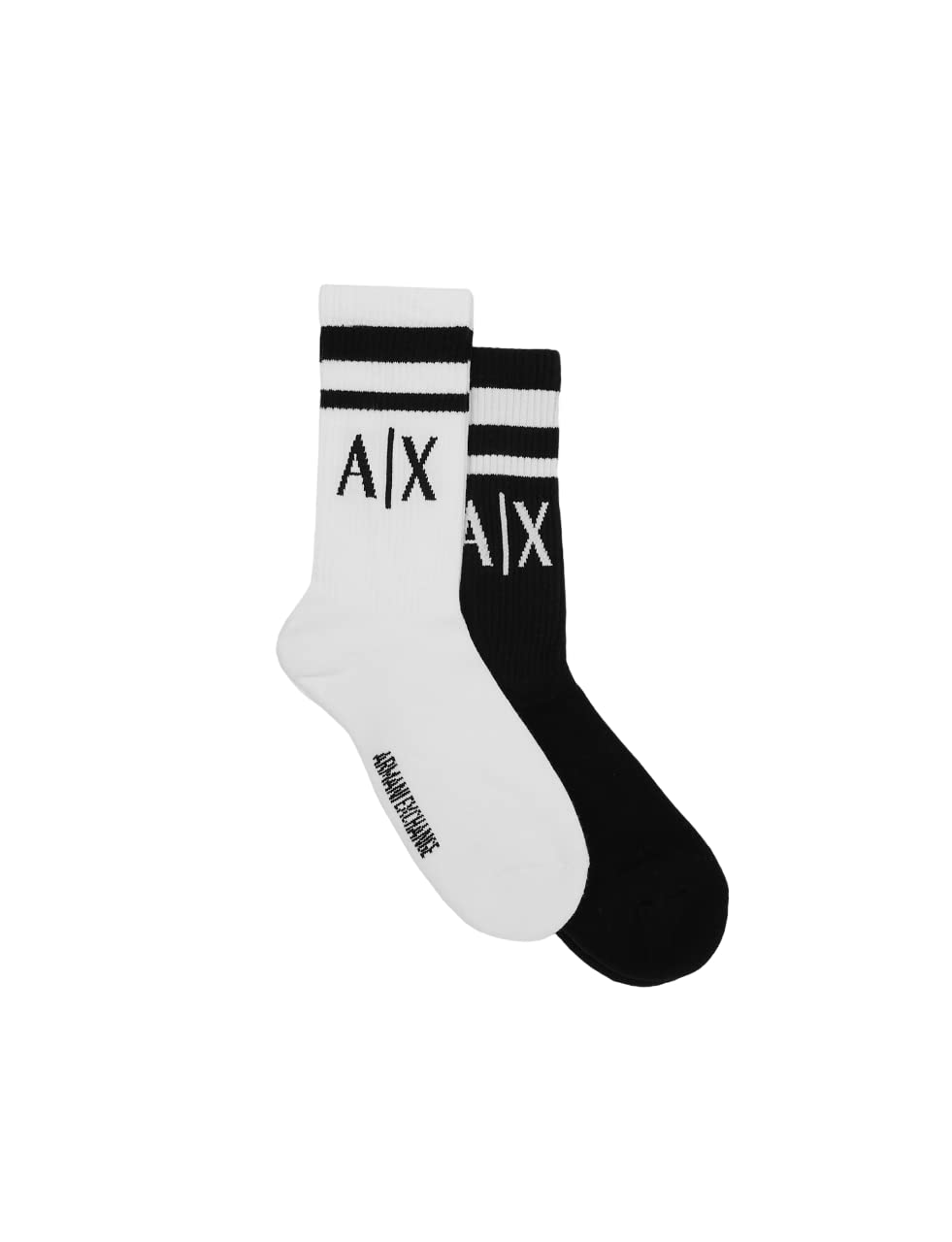 A|X ARMANI EXCHANGE mens Logo Crew Socks Winter Accessory Set, Nero/Bianco/Black/White, Small Medium US