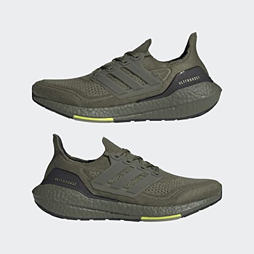 adidas Men's Ultraboost-21 Running Shoe, Focus Olive/Focus Olive/Acid Yellow, 7.5