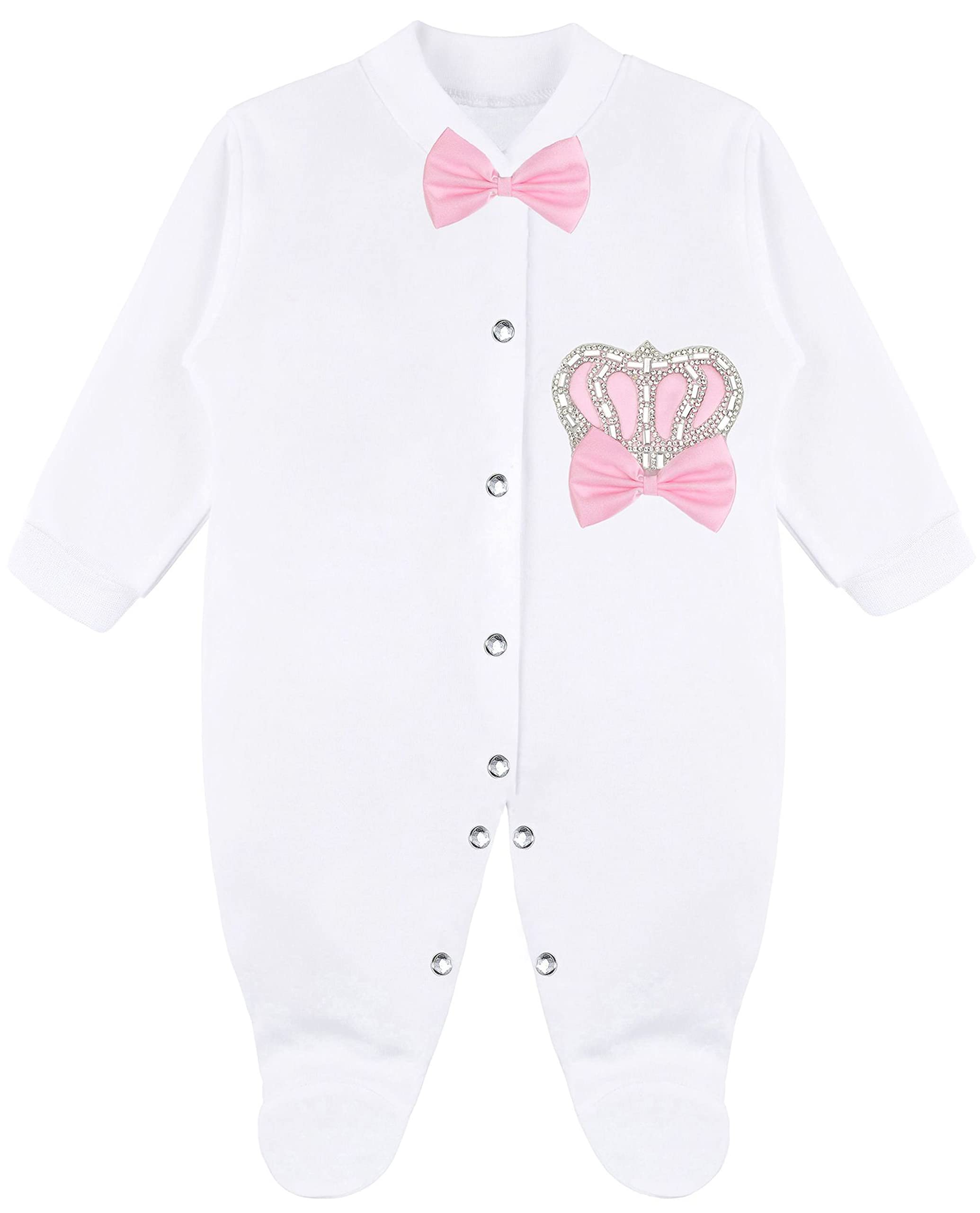 Lilax Baby Girl Newborn Crown Jewels Layette 3 Piece Gift Set 0-3 Months Pink