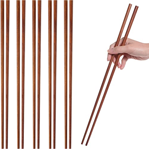 Donxote Cooking Chopsticks, Extra Long Wooden Kitchen Frying Chopstick 16.5 Inches - Brown(6-Pairs)
