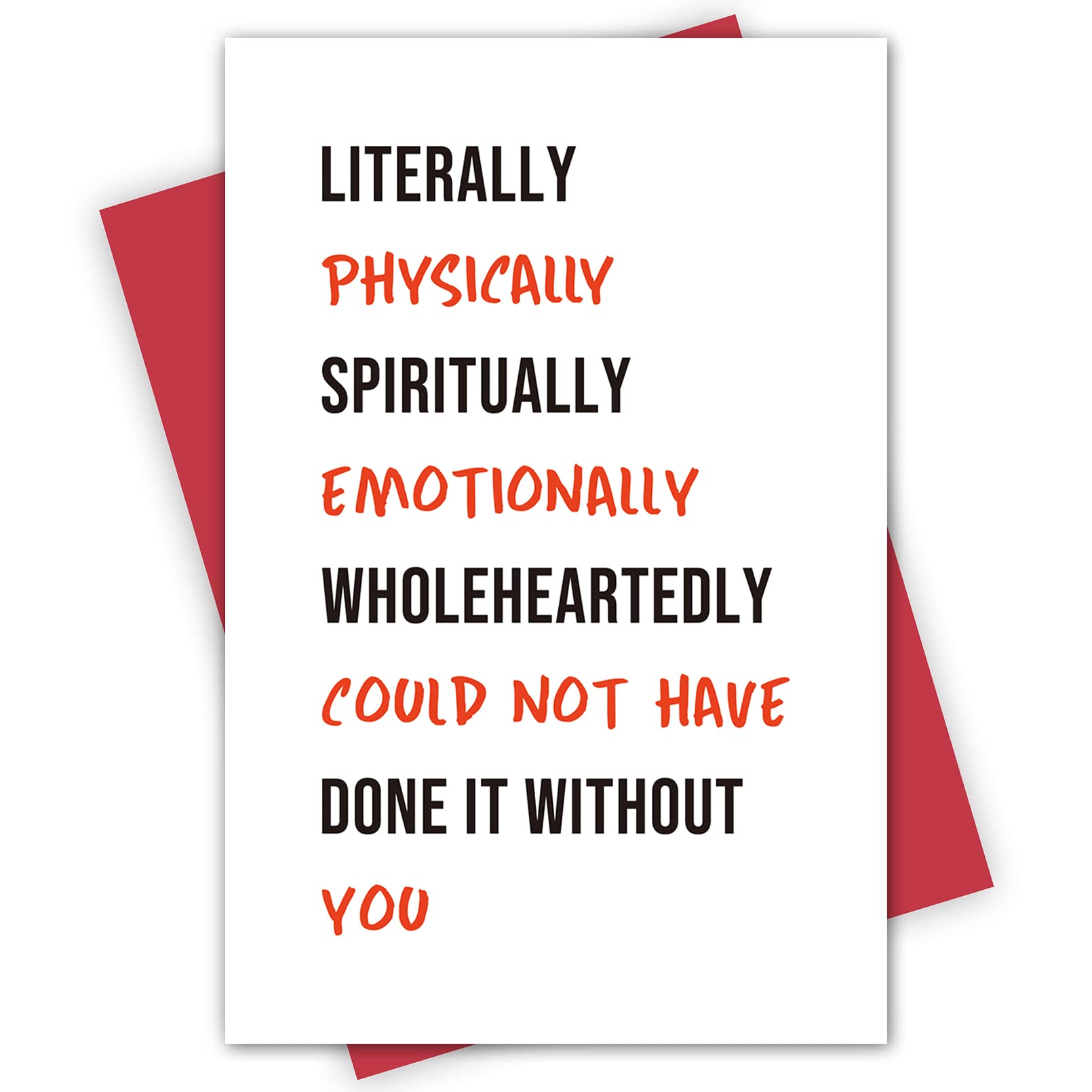 Unique Thank You Card, Funny Thanks Card for Bridesmaid Coworker, Literally Could Not Have Done it Without You