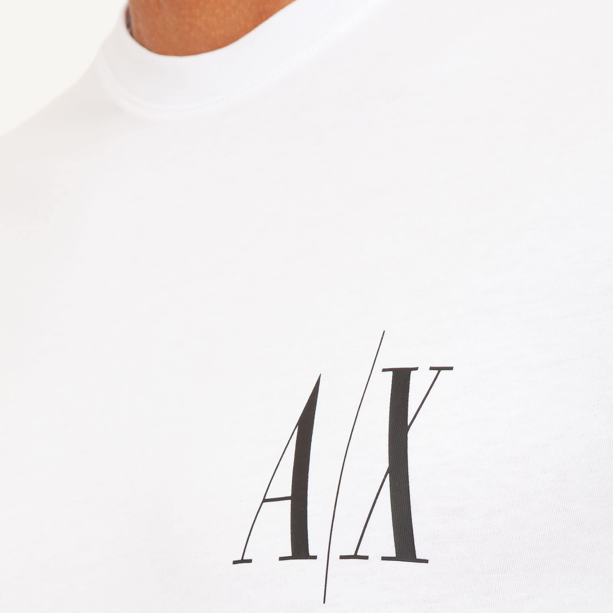 A|X ARMANI EXCHANGE mens Icon Chest Graphic Long Sleeve T-shirt T Shirt, White, Large US