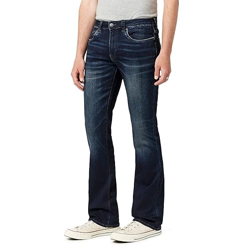 Buffalo David Bitton mens Slim Boot King Jeans, Whiskered and Sanded Indigo, 32W x 30L US
